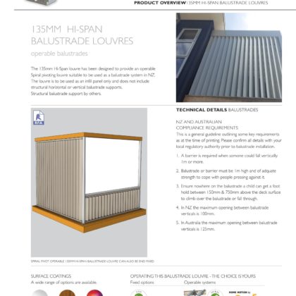 Technical | 135mm Hi-Span Balustrade Louvre - LouvreTec Melbourne