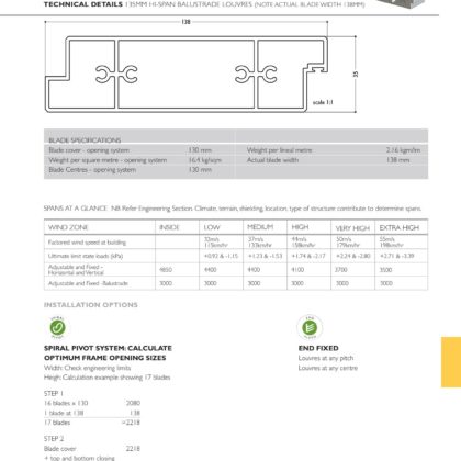 Technical | 135mm Hi-Span Balustrade Louvre - LouvreTec Melbourne